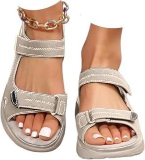 Generic Sandales compens&eacute;es orthop&eacute;diques pour femme avec sangle de cheville - Soutien de la vo&ucirc;te plantaire - Chaussures &agrave; bout ouvert - Espadrilles &agrave; talon 