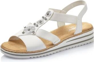 Rieker Femme Sandales V0687, Dame Sandales Fines,Chaussure dété,Sandale dété,Confortable,Plate,Blanc (Weiss / 80),41 EU / 7.5 UK
