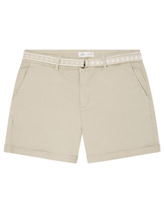 Springfield Damen Short Chino Cinturón Bermudas, White_Print, 40