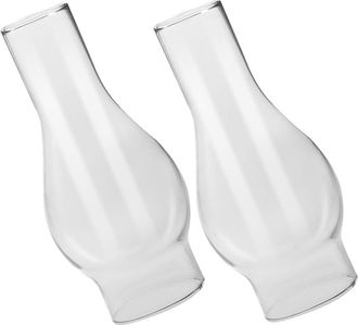 NUOBESTY 2 St&uuml;ck Glas Lampenschirm f&uuml;r Petroleumlampe Klassischer Kerosin Lampenschirm aus Klarem Glas Winddichter Ersatzglaszylinder f&uuml;r Antike &Ouml;llampen Insta