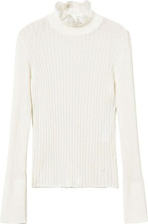 Twin-Set Pullover mit R&uuml;schen - Wei&szlig;