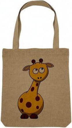 Fabulous Sac Shopping Tote Bag Aspect Lin - Giraffe Peinture Enfant Dessin Mignon Animaux - Sac de Courses Toile Epaisse 360g Beige Naturel Cabas Port&eacute; Epaule 