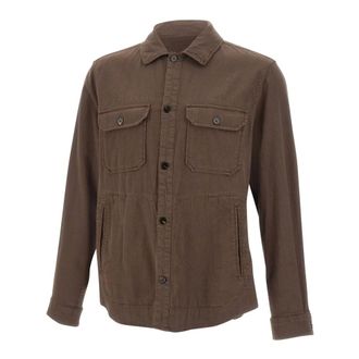 Woolrich Homme, Chemises, Brun, Taille: 2XL Linen Blend Safari Overshirt