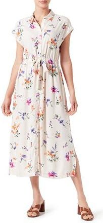 Vero Moda Y.A.S Yasasina CS Midi Belt Dress S. Noos Robe, Casquette Blanche Gris/AOP : imprimé botanique, L Femme