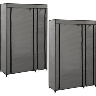 vidaXL Faltschr&auml;nke 2 Stk. Grau 110x45x175 cm Stoff Vidaxl