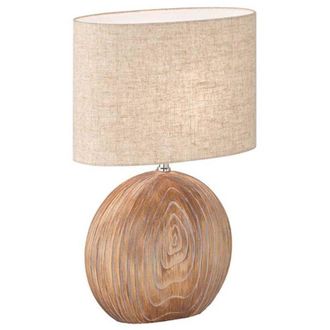Fischer & Honsel Fischer&honsel - Lampe de table lampe de chevet lampe dappoint E14 c&eacute;ramique aspect bois textile sable