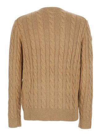 Polo Ralph Lauren Mens Crewneck Sweater Beige Cotton Tops Top