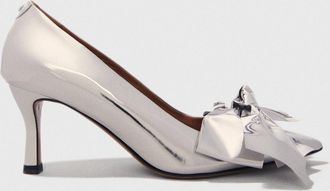 Maje Escarpins En Cuir Et D&eacute;tail Naud - Argent - Taille 36 - Maje