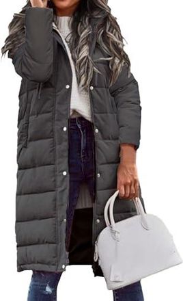 Generic Doudoune longue dhiver pour femme, doudoune épaisse et chaude, matelassée, mi-longue, avec capuche
