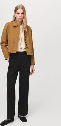 Mango Pantalon droit taille haute noir - Femme - 36 - MANGO