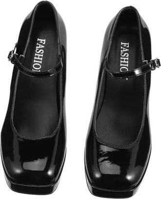 FOMIYES Escarpins Femme Noir à Talons Épais et Plateforme Chaussures Cuir Confortables pour Travail et Soirée Style Chic et Élégant Faciles à Enfiler