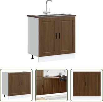 vidaXL K&uuml;chenm&ouml;bel - Sp&uuml;lenunterschrank Porto Braun Eichen-Optik 80x46x81,5 cm