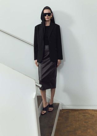 Mango Blazer droit avec poches &agrave; rabat noir - Femme - S - MANGO