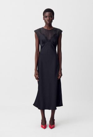 Claudie Pierlot Langes, fließendes Organzakleid