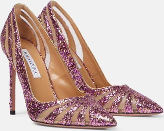 Aquazzura Pumps The Spy 105 aus Mesh mit Glitter