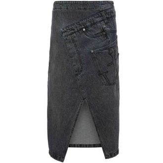 J.W.Anderson Twisted Denim Midi-Rock - - Skirts - Damen - Grau - S
