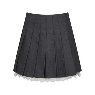 Self Portrait Herringbone Faltenrock Mini - - Skirts - Damen - Grau - XS