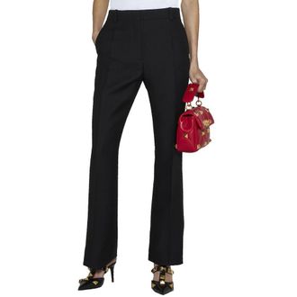 Valentino Womens Black Silk Flared Pants