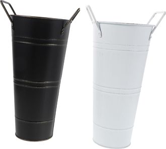 Aboofan 2stücke Verzinkte Eimer Rustikale Blumenvasen Aus Metall Vintage-metallvasen Für Blumen Verzinkte Metallvasen Rustikale Bauernhausvasen Halter Für Spa