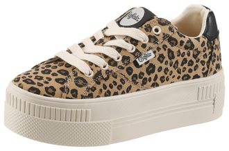Buffalo Plateausneaker BUFFALO, Damen, Gr. 40, schwarz, braun, Lederimitat, Textil, Schuhe Plateausneaker, Freizeitschuh, Halbschuh, Schn&uuml;rschuh im feinen Leo