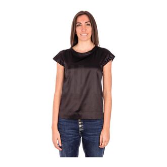 Caliban Satinhemd Kurzarm - - Blouses & Shirts - Damen - Schwarzk - M