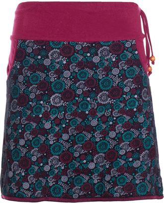 vishes Alternative Bekleidung - Damen Mini-Rock Baumwolle Blumen-Muster Bund zum Schn&uuml;ren mit Taschen schwarz 44