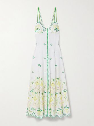 Charo Ruiz Ibiza Mutti Maxikleid Aus Einer Baumwollmischung Mit Lochstickerei - Weiß