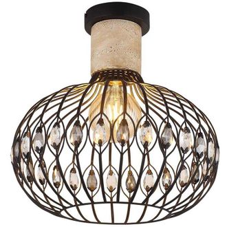 Globo Lighting Deckenleuchte Deckenlampe Wohnraumlampe Metall schwarz matt Kristalle D 38 cm