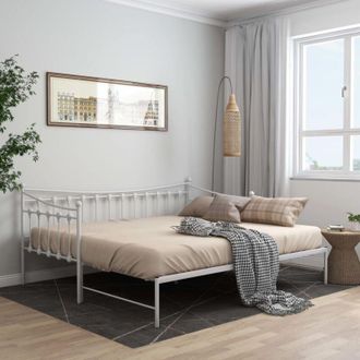 vidaXL Ausziehsofa Bettgestell Wei&szlig; Metall 90x200 cm Vidaxl