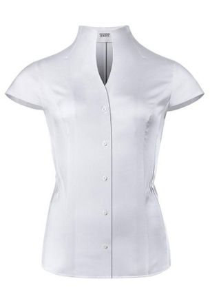 Vincenzo Boretti Klassische Bluse tailliert stretch Kelchkragen Kurzarm