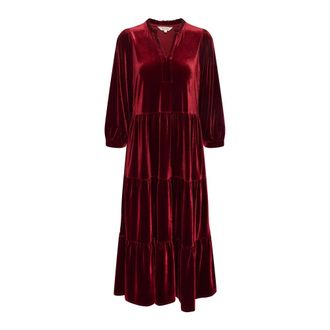 Part Two Robe Midi de Jour &agrave; Volants - Femme - Robes - Rouge - Taille: 38 FR