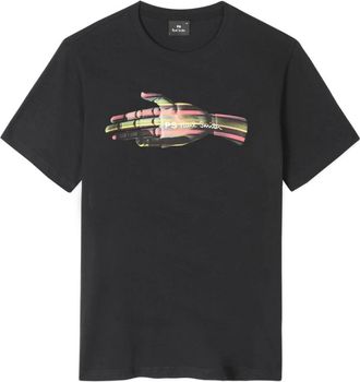 Paul Smith Homme, Tops, Noir, Taille: S T-shirt Coupe Slim D&eacute;contract&eacute; &agrave; Imprim&eacute; Graphique
