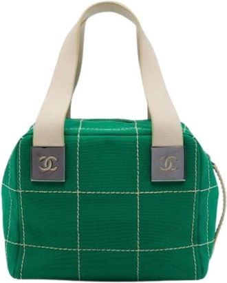 Chanel Sac &agrave; main vintage en toile Pre-owned - Femme - Pre-owned - Vert - Taille: ONE Size