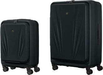 Wenger Skyon 2- teiliges Koffer-Set, Handgep&auml;ck + Reisekoffer Gro&szlig;, Hartschale, Trolley, Laptop- und Tabletfach, Sicherheitsschloss, Schwarz, 653569