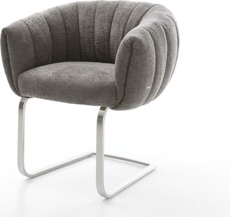 DELIFE Freischwinger Jada-Flex Boucl&eacute; Soft Schlamm Freischwinger flach Edelstahl Taschenfederkern, Esszimmerst&uuml;hle