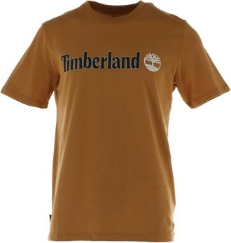 Timberland Homme, Tops, Brun, Taille: L Short Sleeve Printed Round Neck T-Shirt
