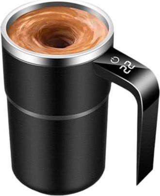 Generic Tasse &agrave; caf&eacute; rechargeable avec affichage de la temp&eacute;rature, couvercle anti-fuite, en acier inoxydable, pour boissons chaudes (380 ml, noir)