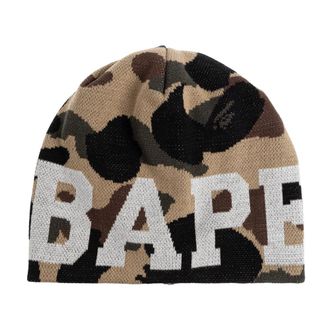 A Bathing Ape A Bathing Ape, Homme, Accessoires, Beige, Taille: ONE Size 1st Camo Knit Beanie