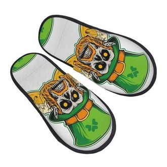 Generic Pantoufle F&ecirc;te Du Cr&acirc;ne Avec Verre De Bi&egrave;re Chaussons Antid&eacute;rapants Doux Chaussures Pour Homme Unisex Int&eacute;rieur L
