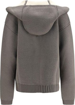 Rick Owens Womens Gray Wool Oves Aries Hoodie Clothing