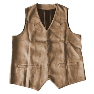 Generic Gilet en daim de style occidental pour homme, gilet de cowboy coupe ajust&eacute;e, gilet pour homme, gilet pour homme, gilet &agrave; simple boutonnage avec fermet