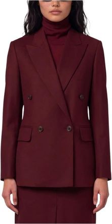 Max Mara Blazer Scenico &agrave; Double Boutonnage - Femme - Vestes - Rouge - Taille: 38 FR