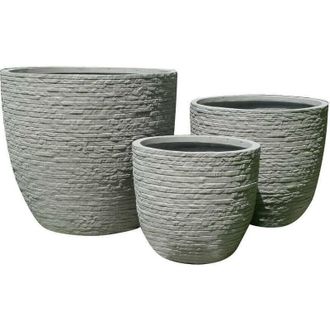 Milani Home Milani Home - Ensemble de 3 navires de jardin en fibre dargile Marisa LightGrey - LightGrey