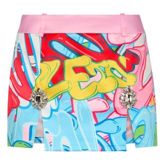 Philipp Plein Femme, Jupes, Multicolore, Taille: 40 FR Mini-jupe Bombing Graffiti