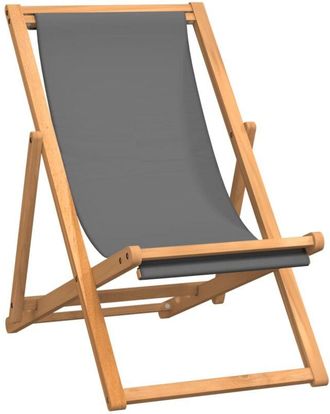 vidaXL Strandstuhl Klappbar Massivholz Teak Grau Vidaxl