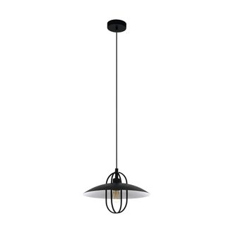Eglo Pendelleuchte Cregan, 1 flammige H&auml;ngelampe Vintage, Industrial, Retro, H&auml;ngeleuchte aus Stahl, Esstischlampe, Wohnzimmerlampe h&auml;ngend in Schwarz, Wei