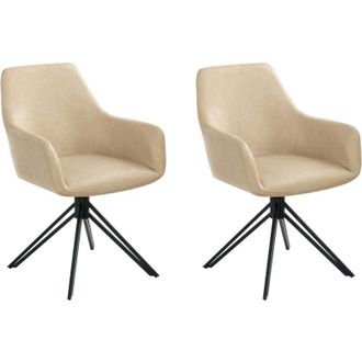 Beliani Esszimmerstuhl 2er Set SANSARC Kunstleder Beige
