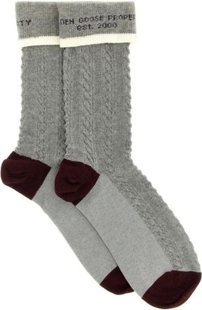 Golden Goose unisex, Sous-v&ecirc;tements, Gris, Taille: M Chaussettes &agrave; revers et &eacute;criture Jacquard