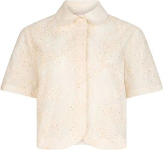 Liu Jo Femme, Blouses et Chemises, Beige, Taille: 38 FR Chemise avec Broderie