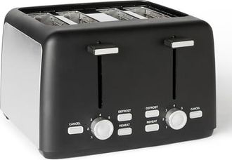 Amazon Basics 4-Scheiben Toaster mit 7 Bräunungsstufen und Herausnehmbarer Krümelschublade, Extra Breite Schlitze, 1500W, Schwarz